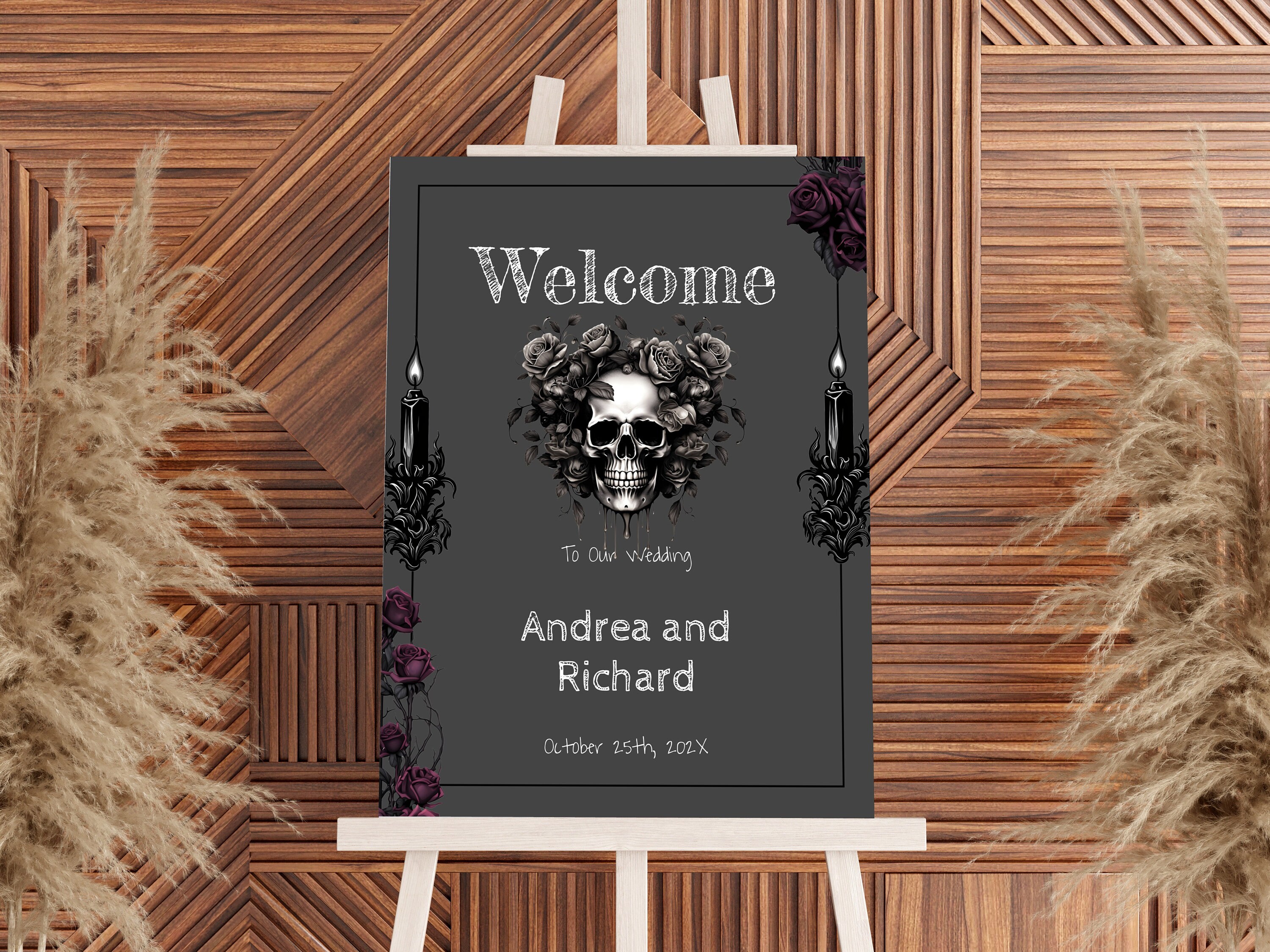 Skull Wedding Welcome Sign Poster, Gothic Welcome Sign Template, 24x36 ...