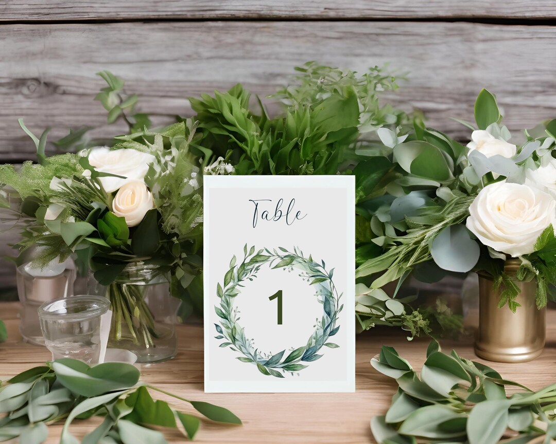 Eucalyptus Wedding Table Number Sign Template (digital Download) - Etsy