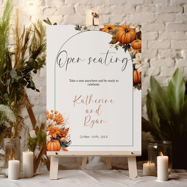 Wedding Open Seating Sign Poster, Seating Sign Template, 24x36 20x30 ...