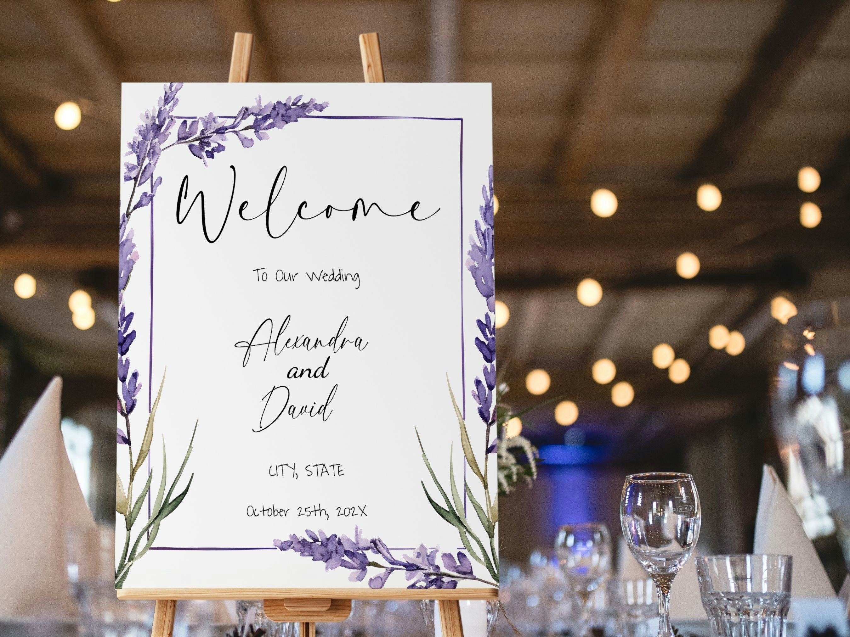 Lavender Wedding Welcome Sign Poster, Lilac Welcome Sign Template ...