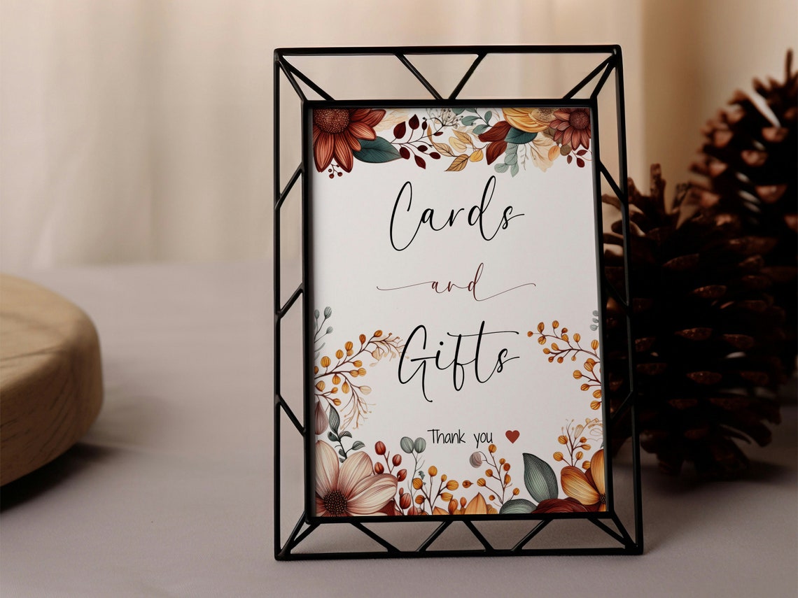Autumn Floral Cards and Gifts Sign Template, Fall Printable Sign, 5x7 ...