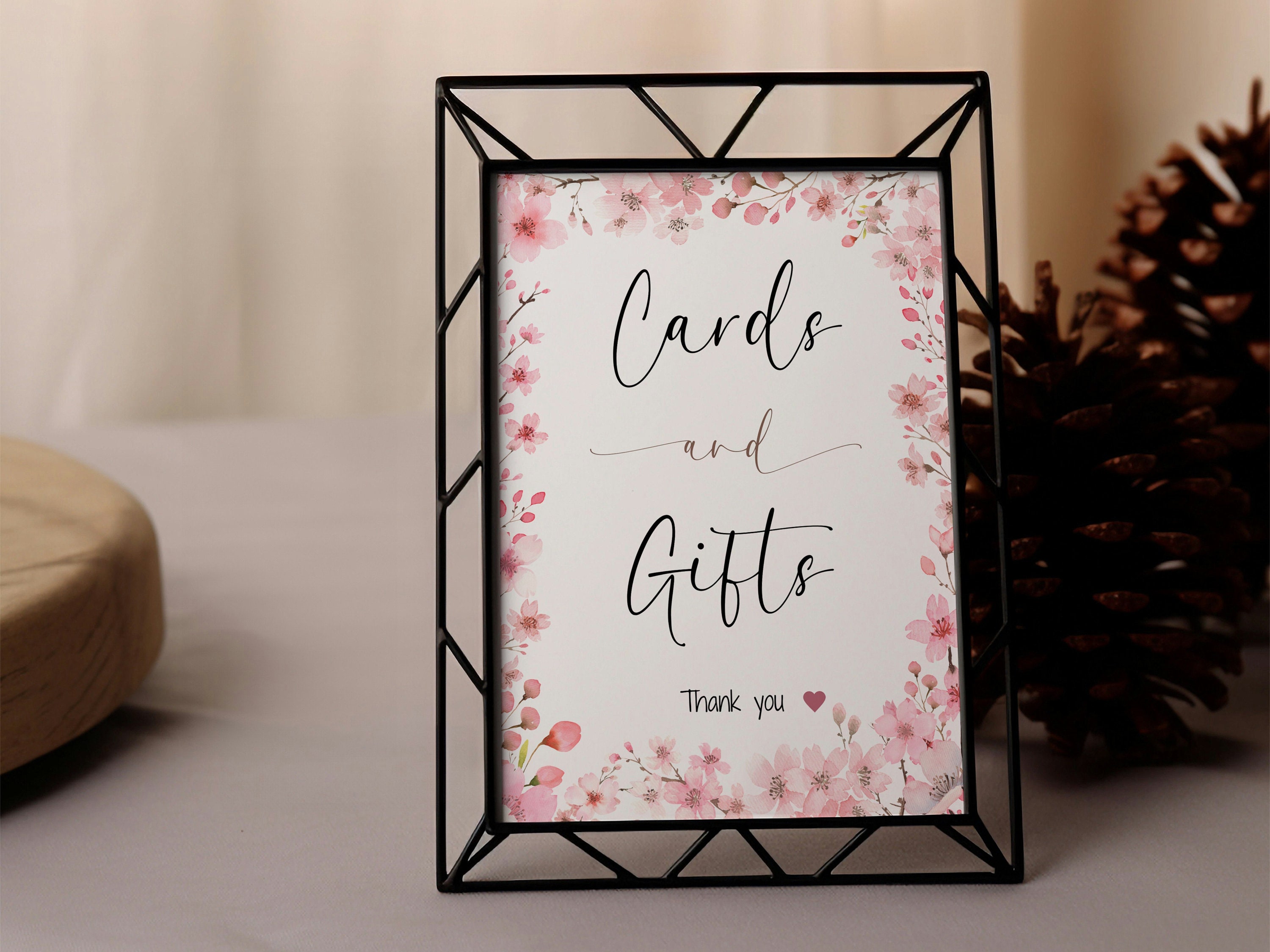 Cherry Blossom Cards and Gifts Sign Template, Spring Printable Sign ...