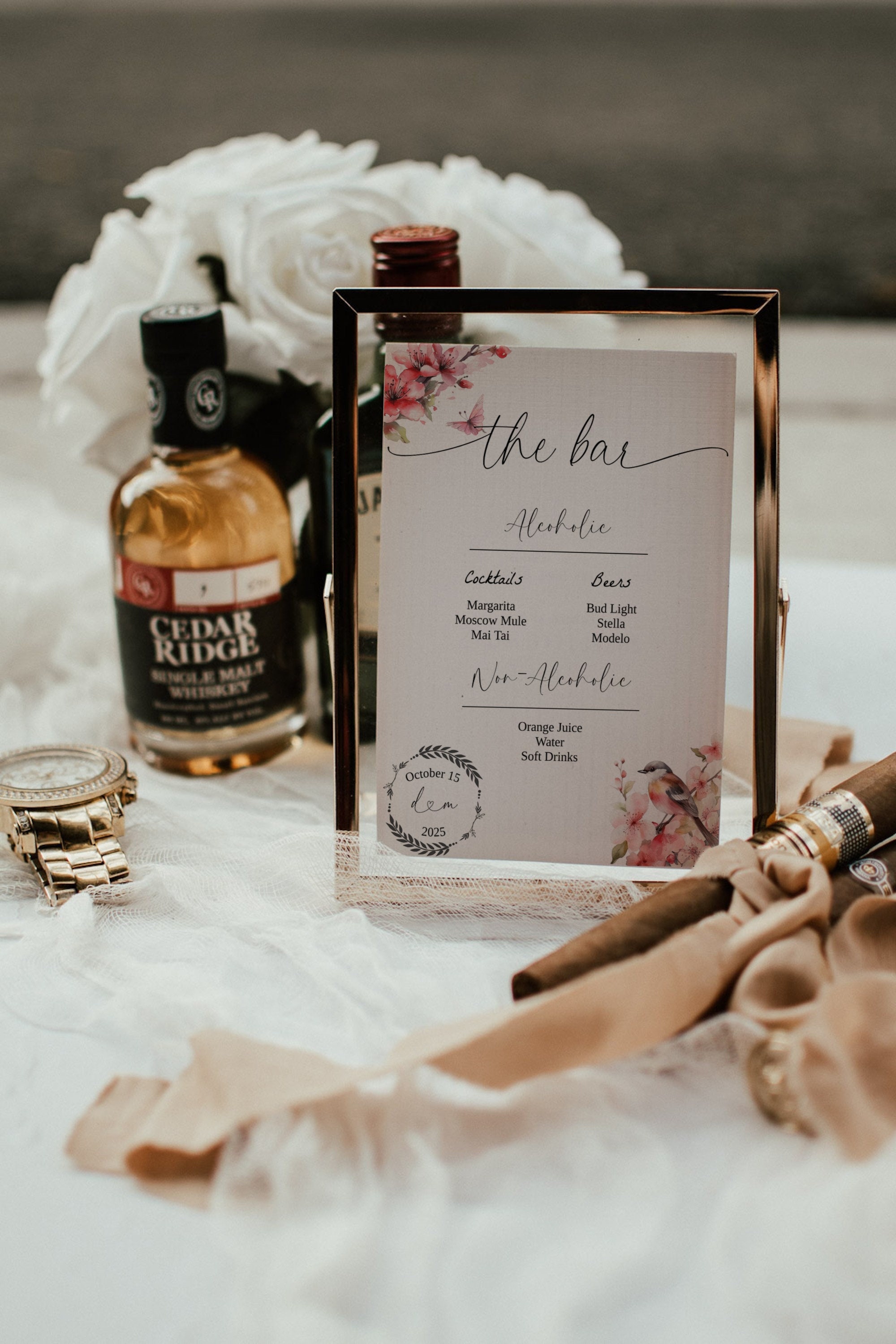 Cherry Blossom Open Bar Menu Template, Printable Menu, Wedding Cocktail ...