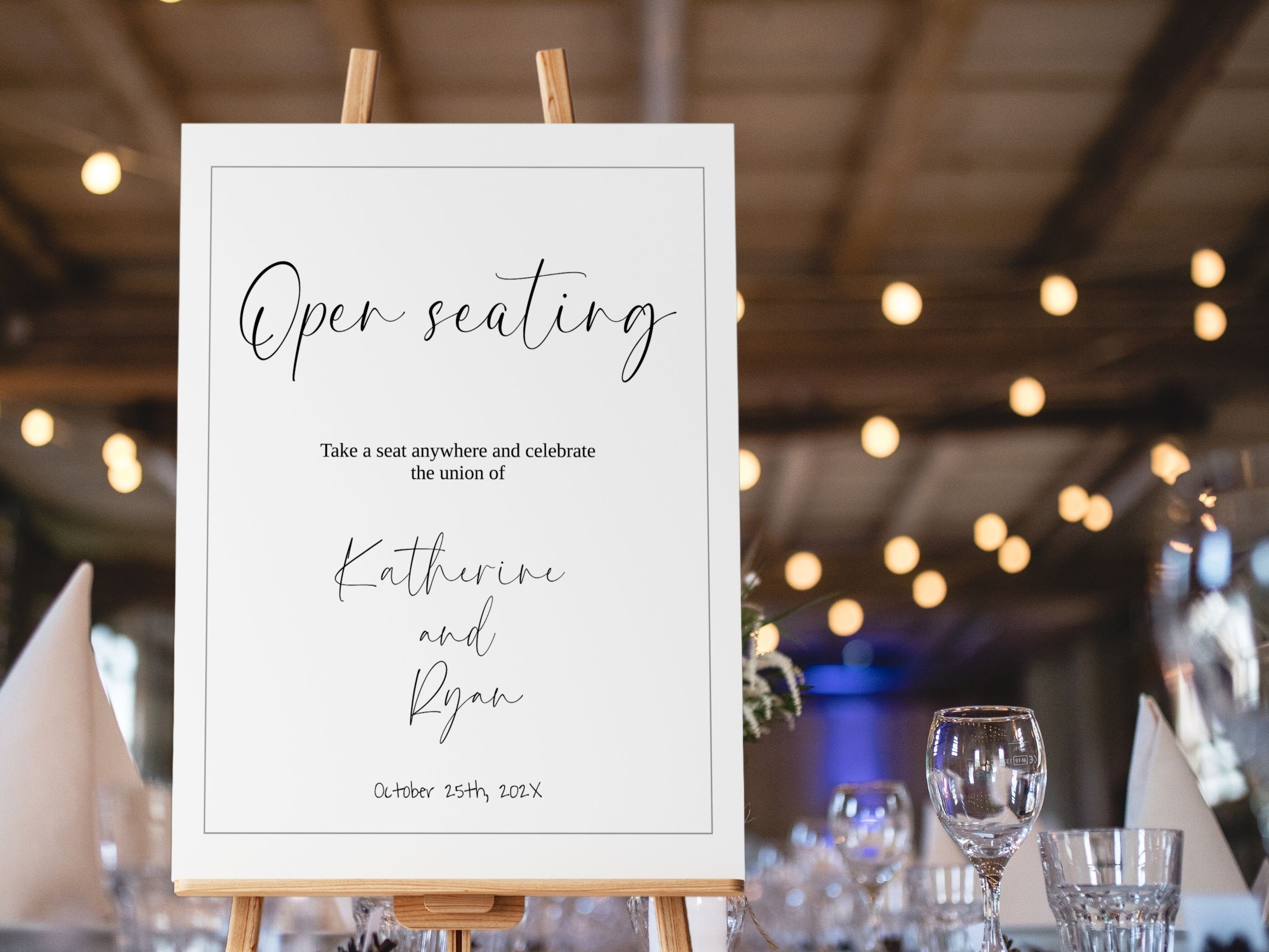 Wedding Open Seating Sign Poster, Seating Sign Template, 24x36 20x30 ...