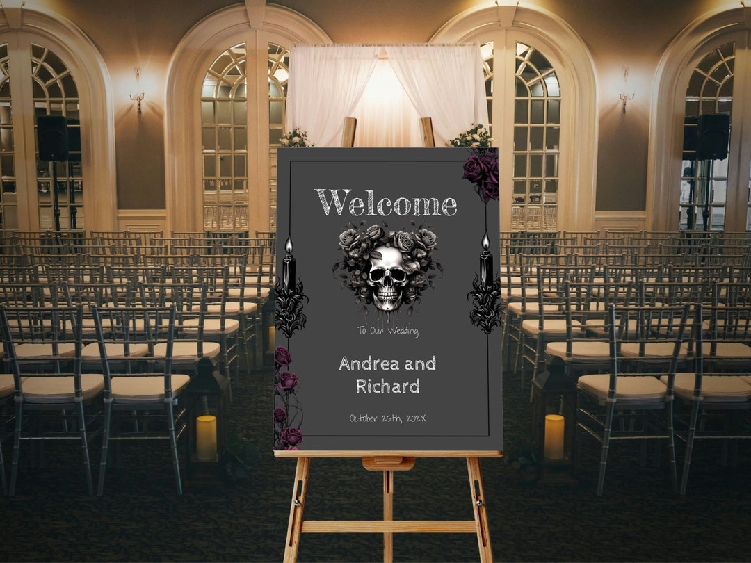 Skull Wedding Welcome Sign Poster, Gothic Welcome Sign Template, 24x36 ...