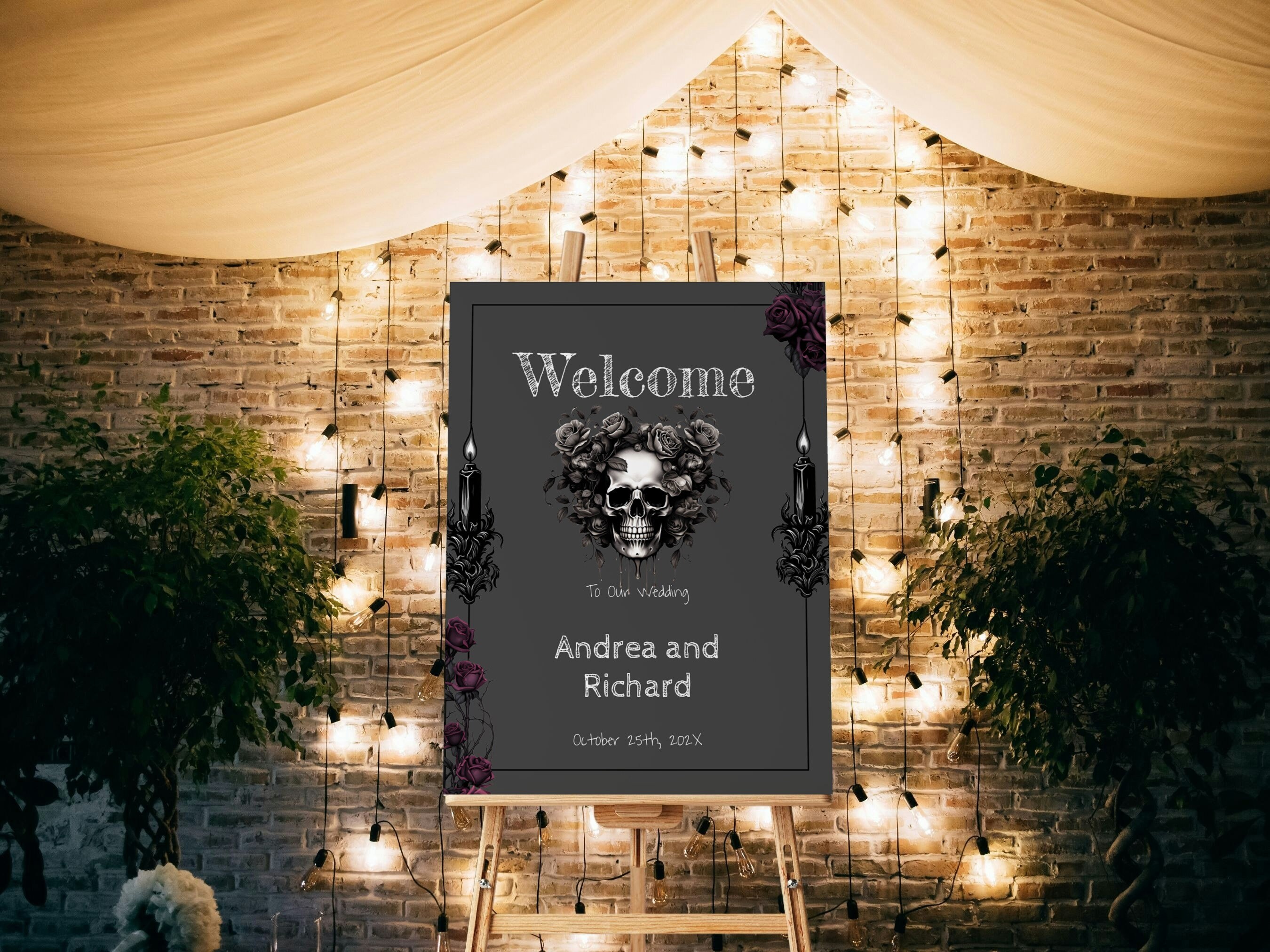 Skull Wedding Welcome Sign Poster, Gothic Welcome Sign Template, 24x36 ...