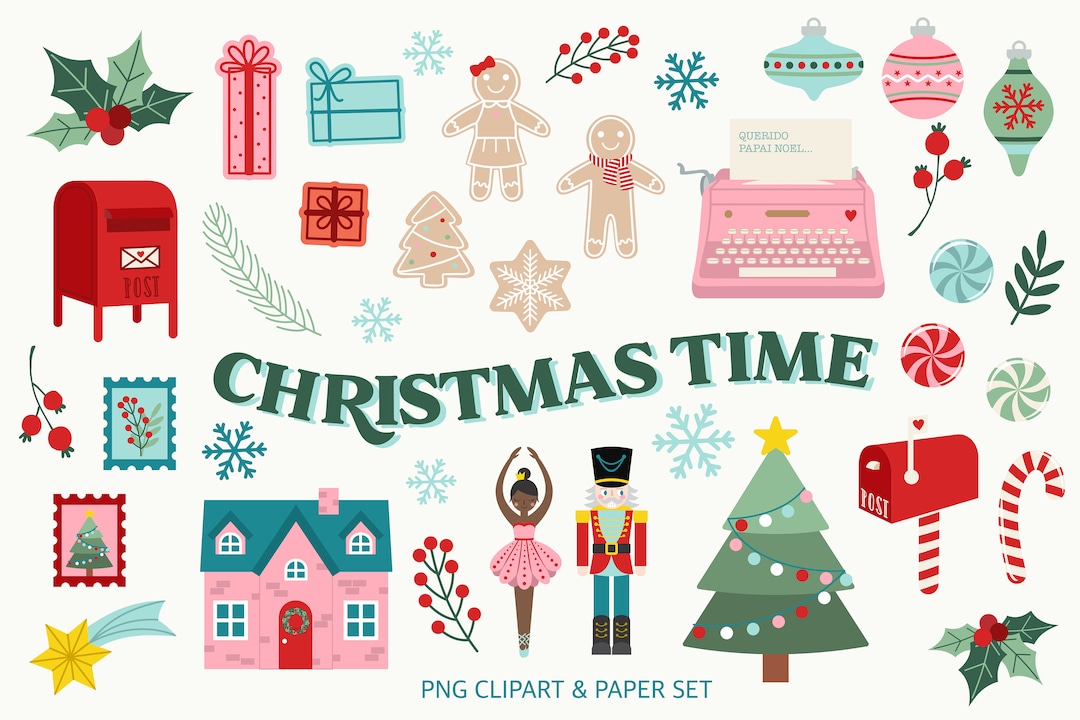 Christmas Time Clipart & Paper Set | Digital Clipart | Scrapbooking ...