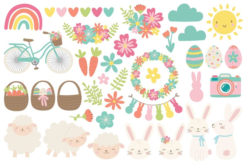 Sweet Easter Clipart & Paper Set | Digital Clipart | Scrapbooking ...