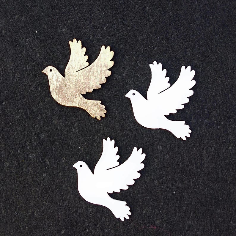 White Dove Shape Cutout for Crafts Painted Wooden Doves Laser Cut Wood ...