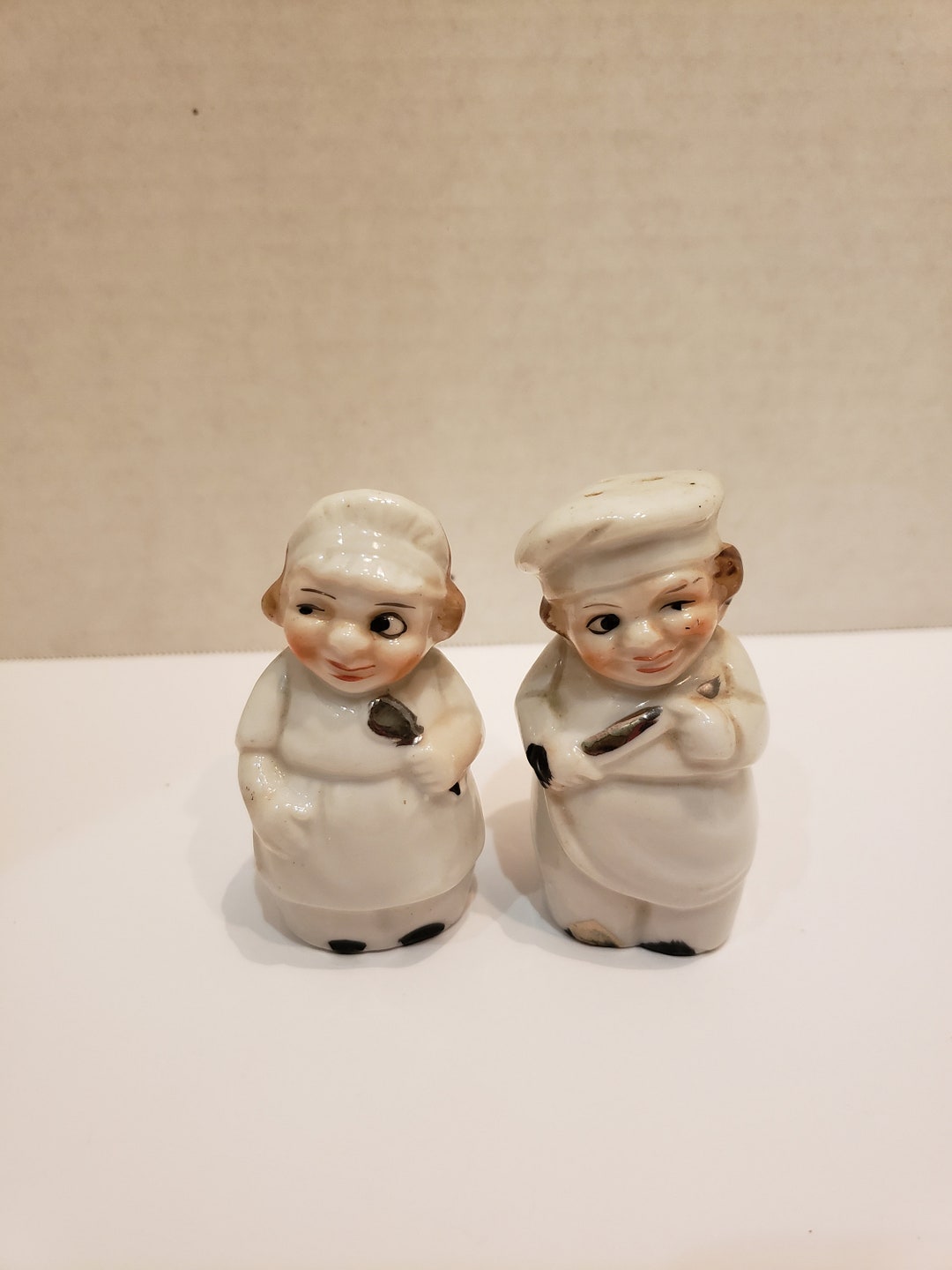 Vintage Chef Salt and Pepper Shakers, Winking Boy & Girl, Made in Japan ...