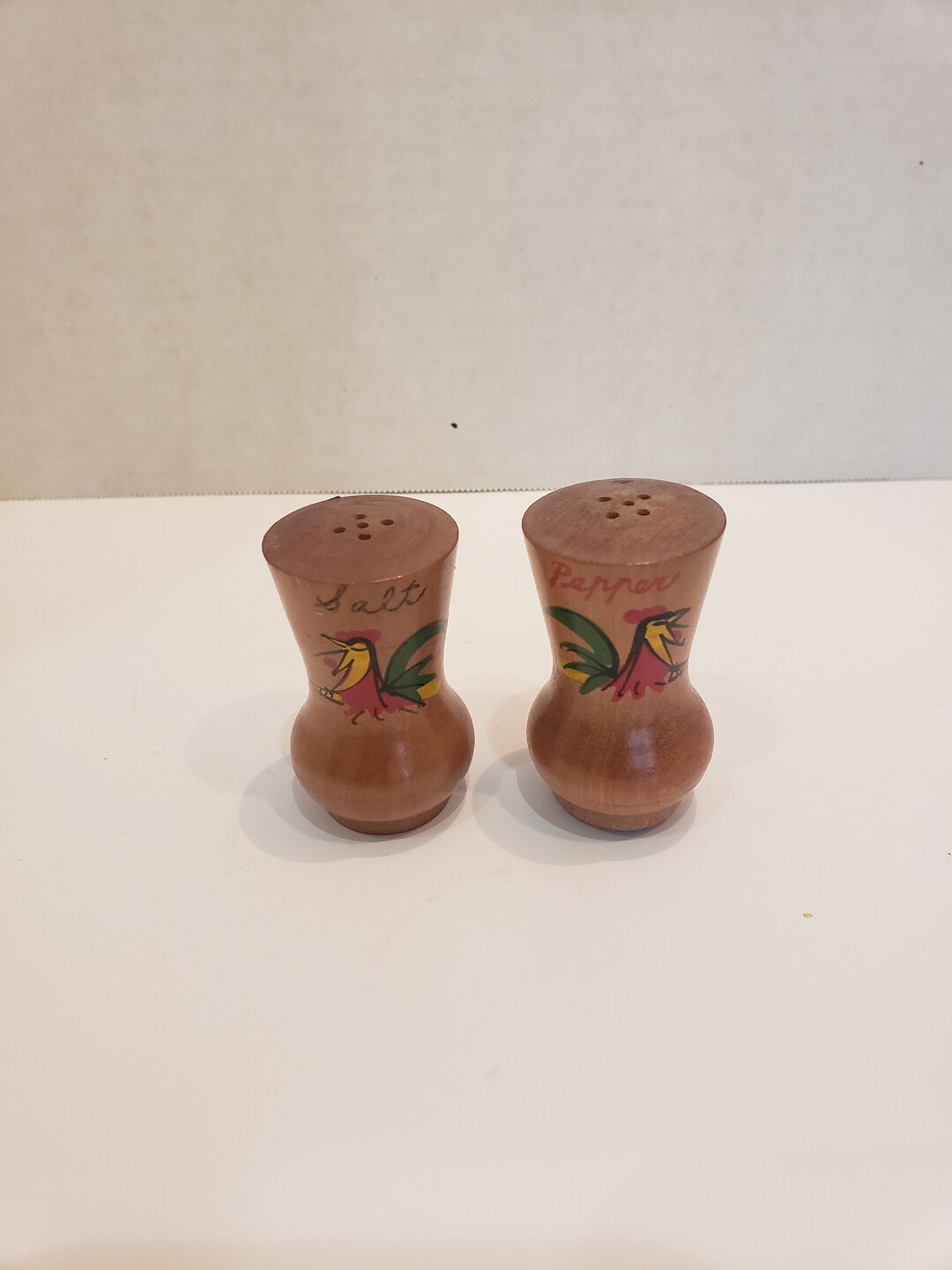Vintage Hand Painted Wooden Salt and Pepper Shakers, Mexico - Etsy