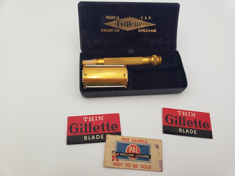 Antique Gillette Gold Razors With Felt Case and Blades, Collectible ...