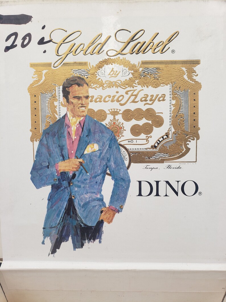 Vintage Gold Label Sloped Cigar Box, Gold Label, Ignacio Haya, Dino ...