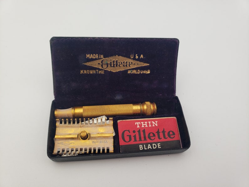 Antique Gillette Gold Razors With Felt Case and Blades, Collectible ...