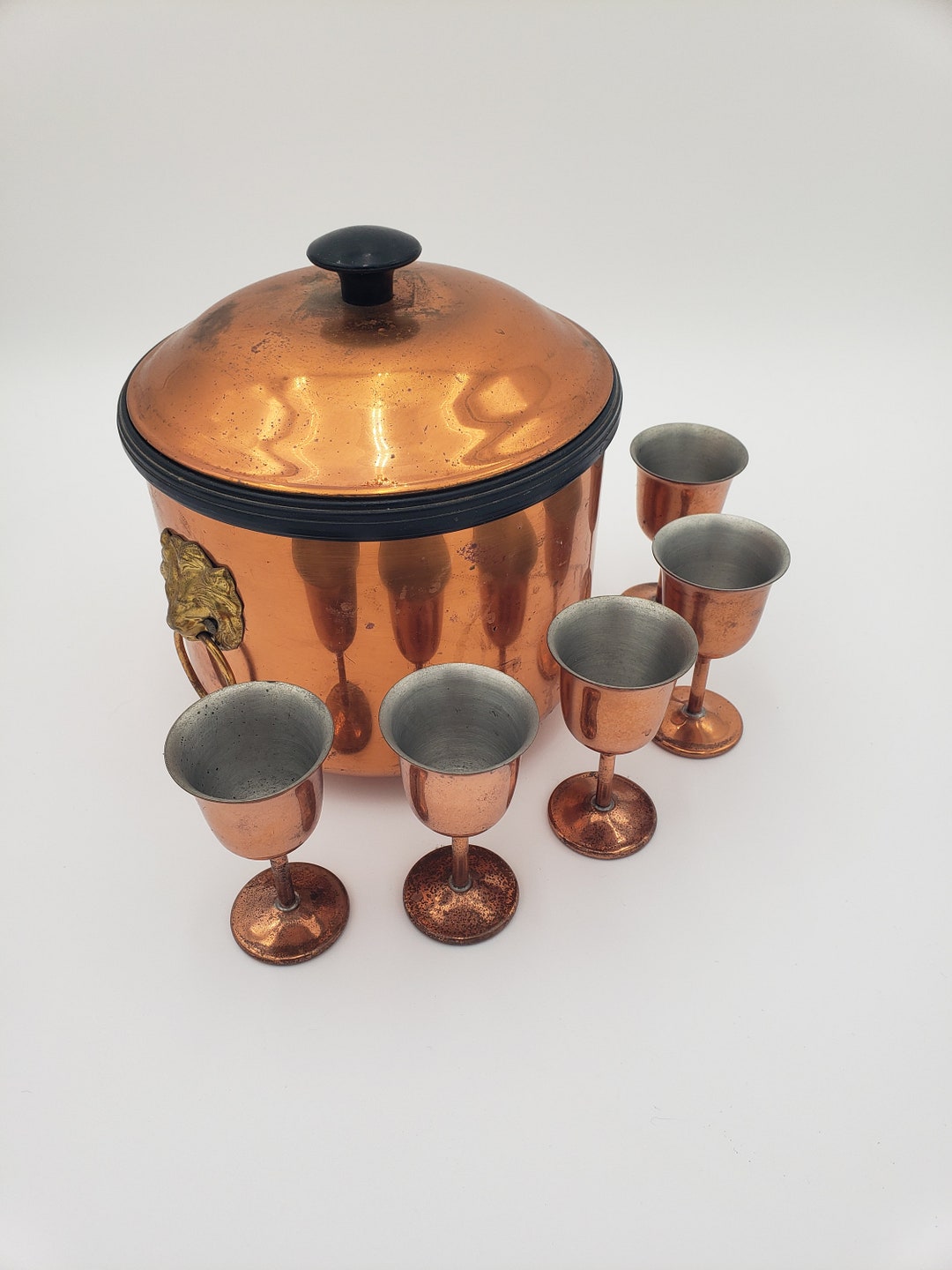 Vintage Coppercraft Guild Ice Bucket With 5 Mini Goblets, 1970's ...