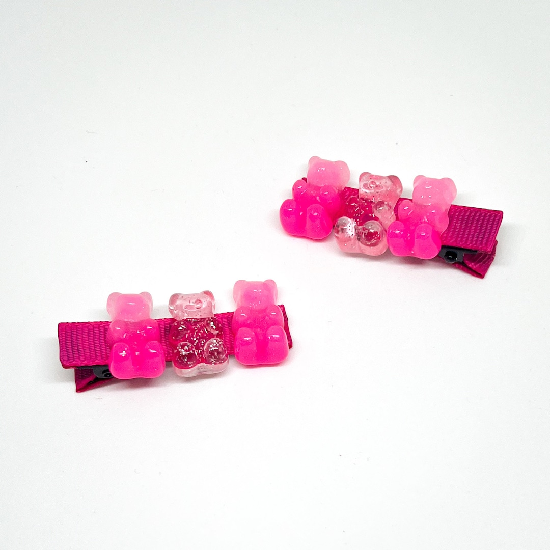 Pink Glitter Gummy Bear Hair Clip Kawaiicore Hair Accessories for Girls ...
