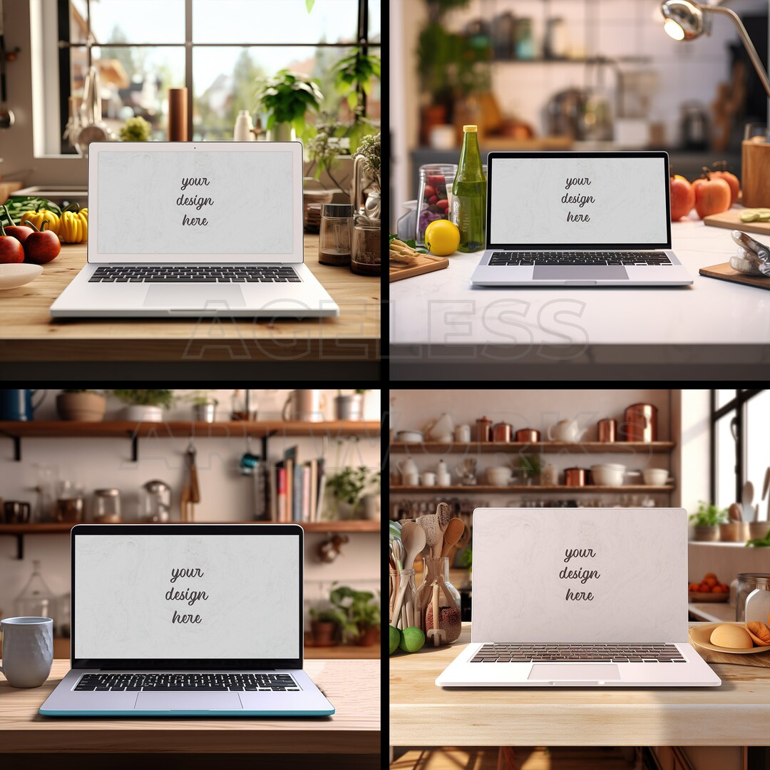 PNG & PSD PREMIUM Bundle Laptop Mockups Computer Mockups 16:9 Kitchen ...