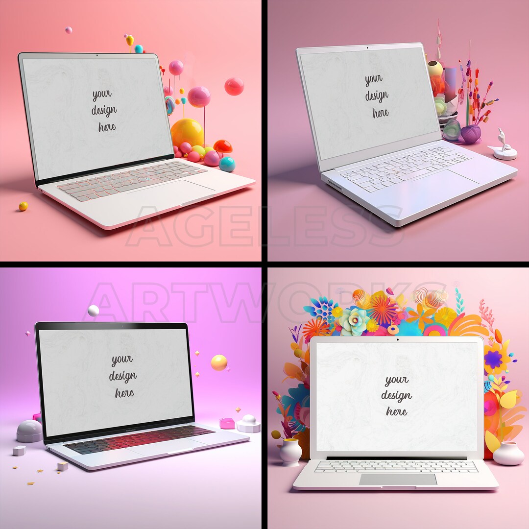 PNG & PSD Collection Bundle Laptop Mockups Computer Mockups Desk Office ...