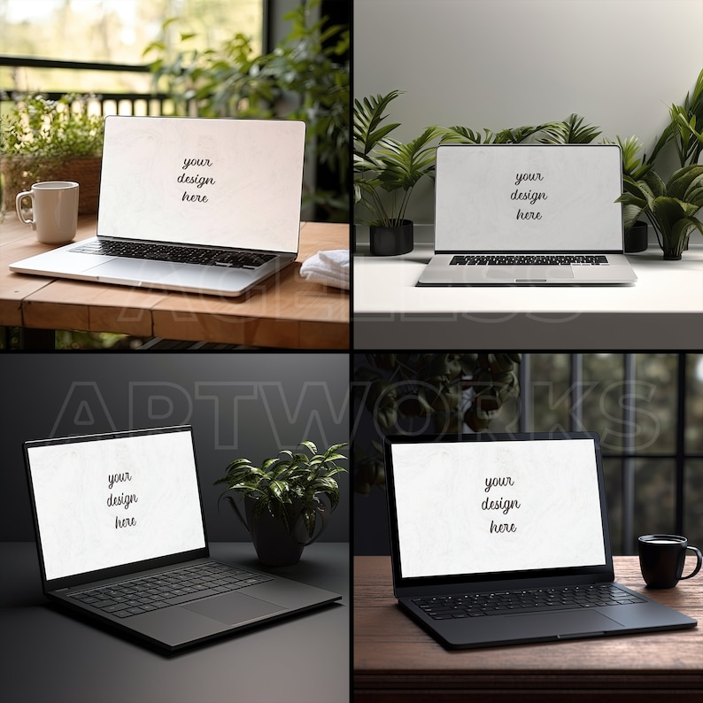 PNG & PSD Collection Bundle Laptop Mockups Computer Mockups Desk Office ...