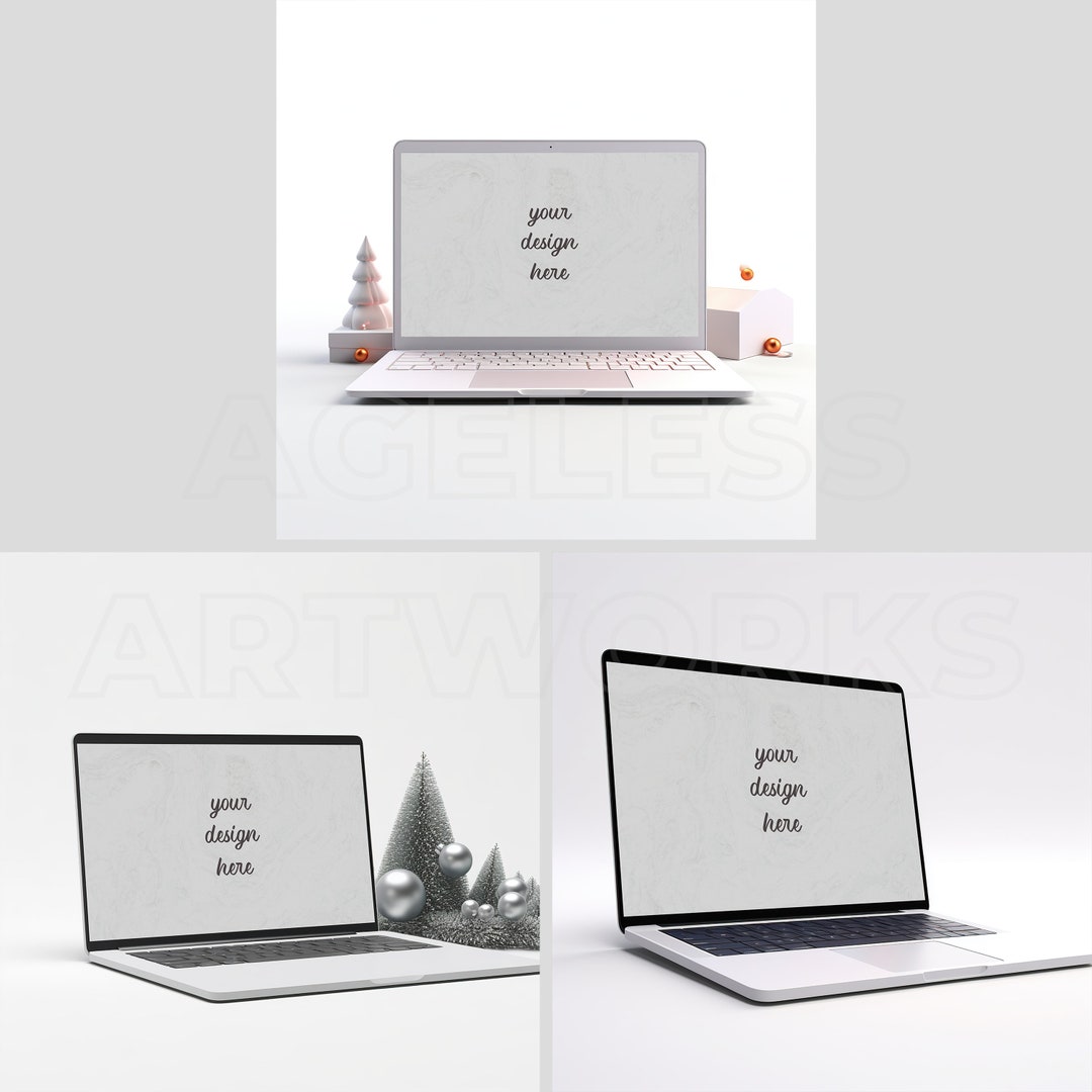 Christmas Laptop Mockups: Holiday Celebration Design (PNG & PSD Digital ...