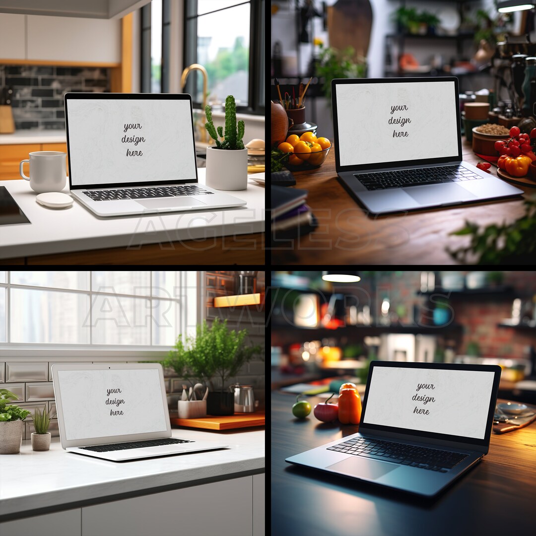 PNG & PSD PREMIUM Bundle Laptop Mockups Computer Mockups 16:9 Kitchen ...