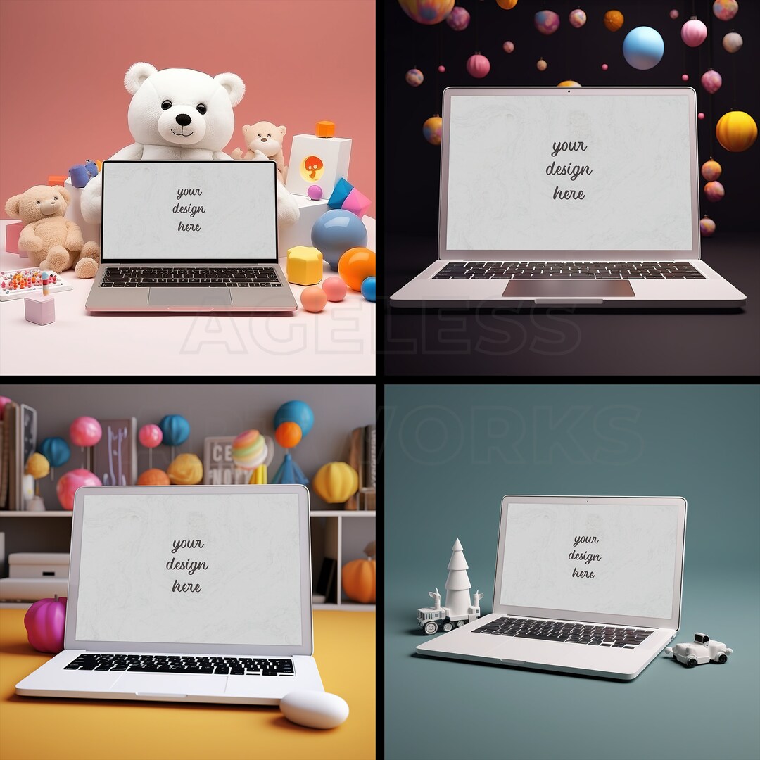 PNG & PSD Collection Bundle Laptop Mockups Computer Mockups 16:9 Teddy ...
