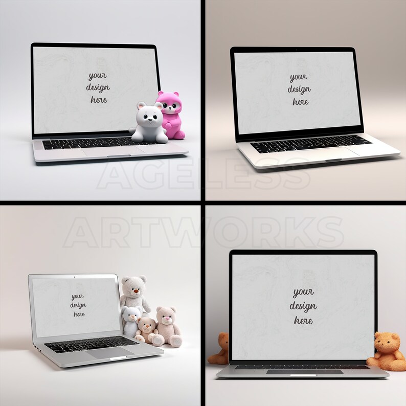 PNG & PSD Collection Bundle Laptop Mockups Computer Mockups 16:9 Teddy ...