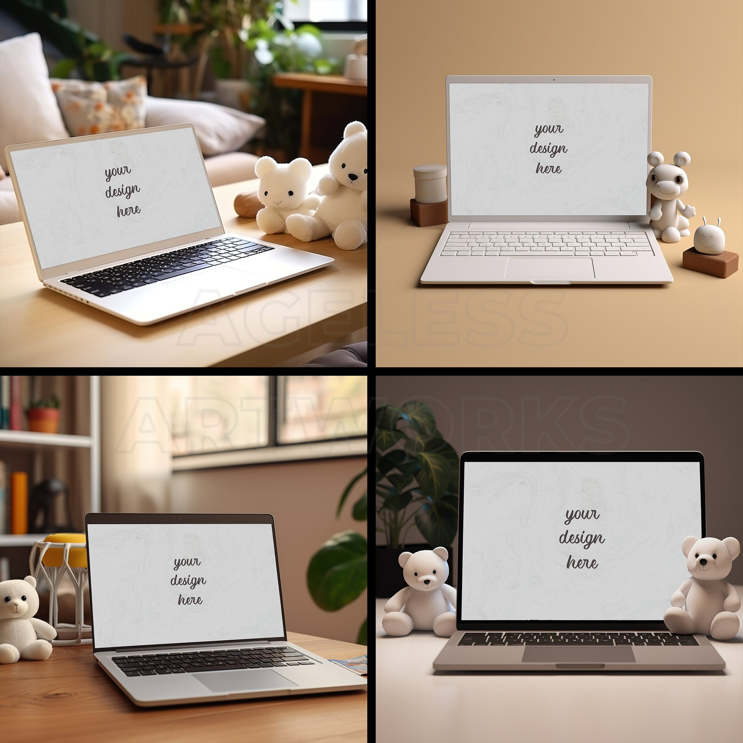 PNG & PSD Collection Bundle Laptop Mockups Computer Mockups 16:9 Teddy ...