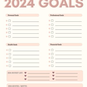 2024 Goals Template, Goals Printable Planner, 2024 Resolutions, 2024 ...