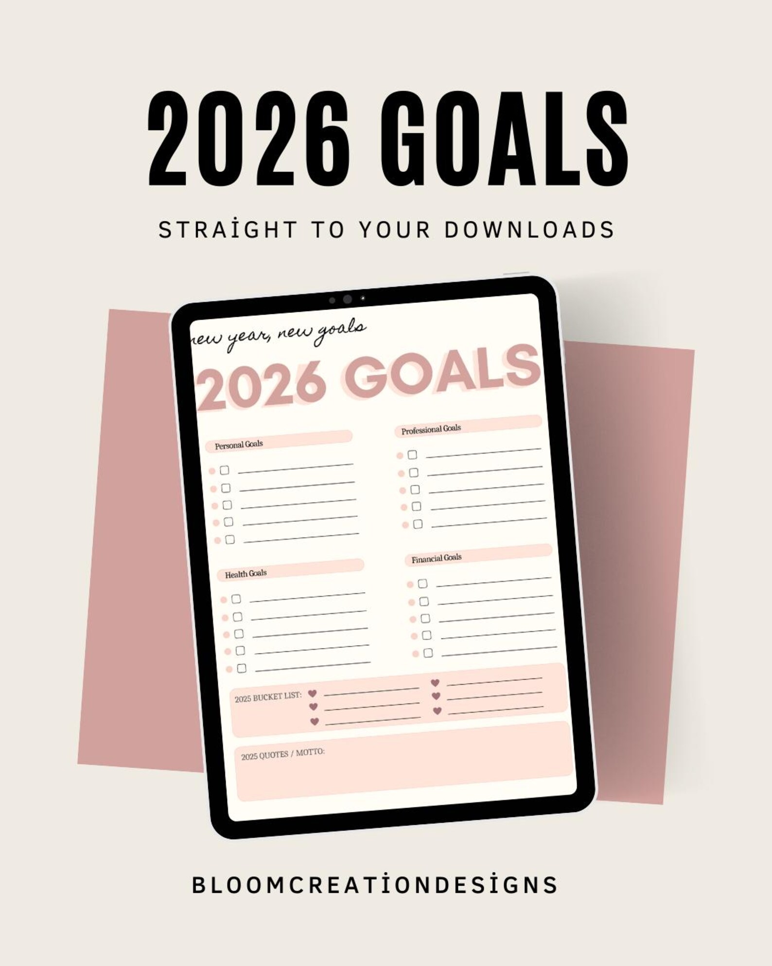 2026 Goals Template, Goals Printable Planner, 2026 Resolutions, 2026 ...