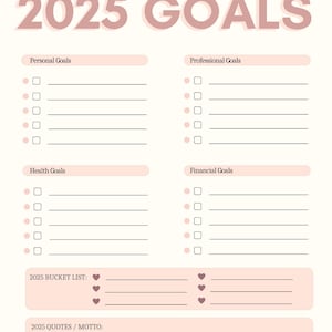 2025 Goals Template, Goals Printable Planner, 2025 Resolutions, 2025 ...