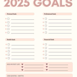 2025 Goals Template, Goals Printable Planner, 2025 Resolutions, 2025 ...