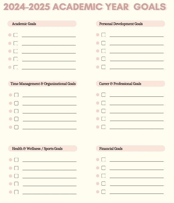 2024-2025 Academic Year Goals Planner, Student Weekly Organizer ...