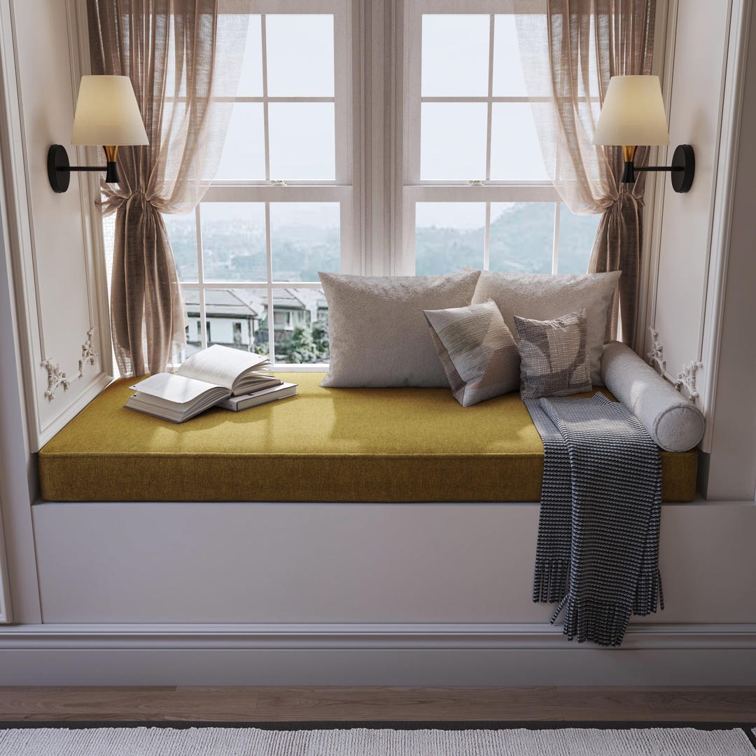 Custom Window Bench Cushion, Washable Corduroy Floor Cushion, Large ...