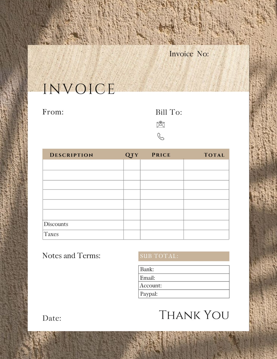 Sleek Invoice Template - Etsy