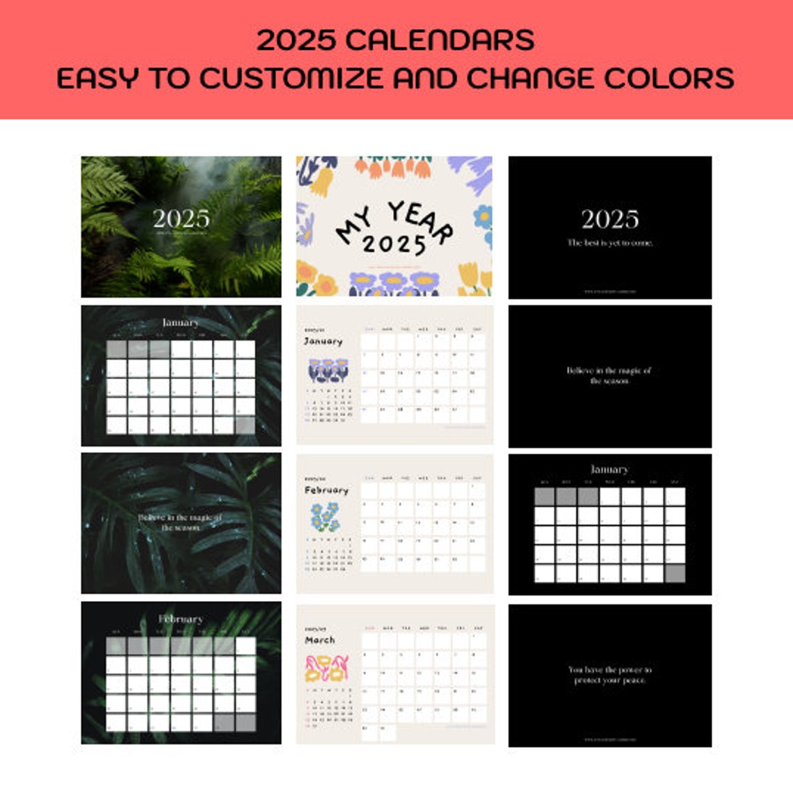 Printable 2025 Calendars, Printable Planners, Weekly Planner, Daily ...