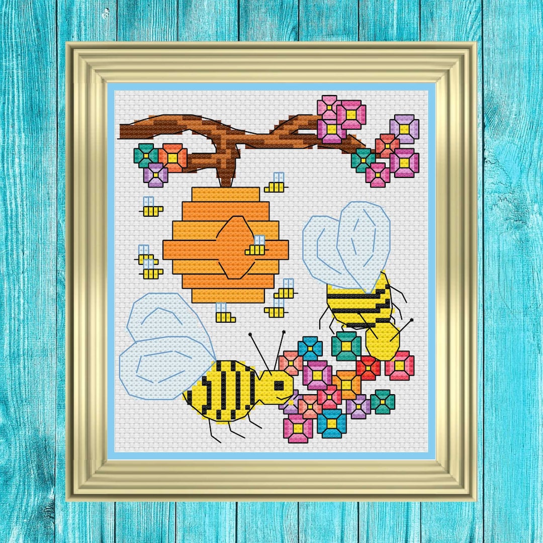 Bees and Flowers Cross Stitch Pattern - Etsy