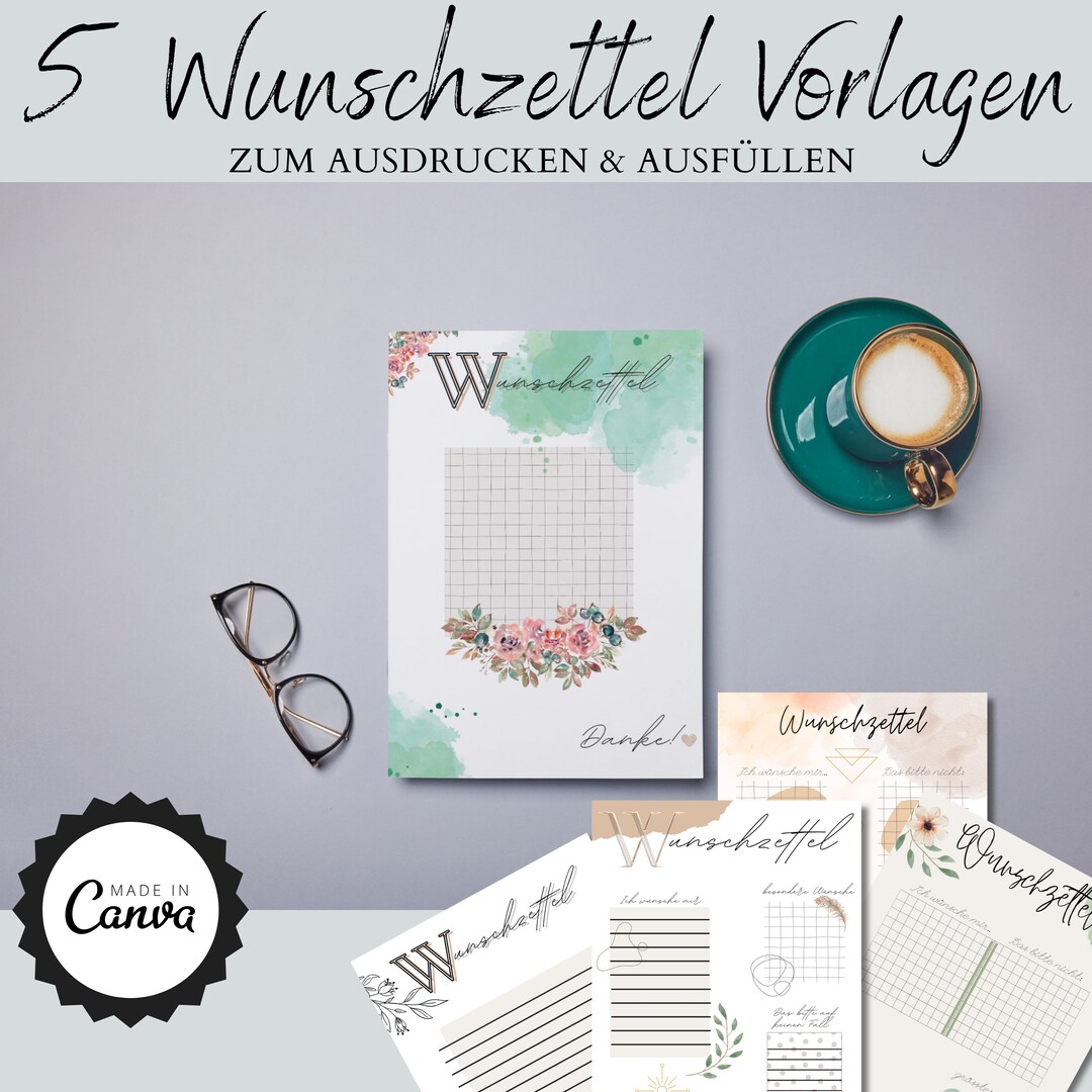 5 Beautiful BOHO Wish List Templates for Christmas Digital Download ...