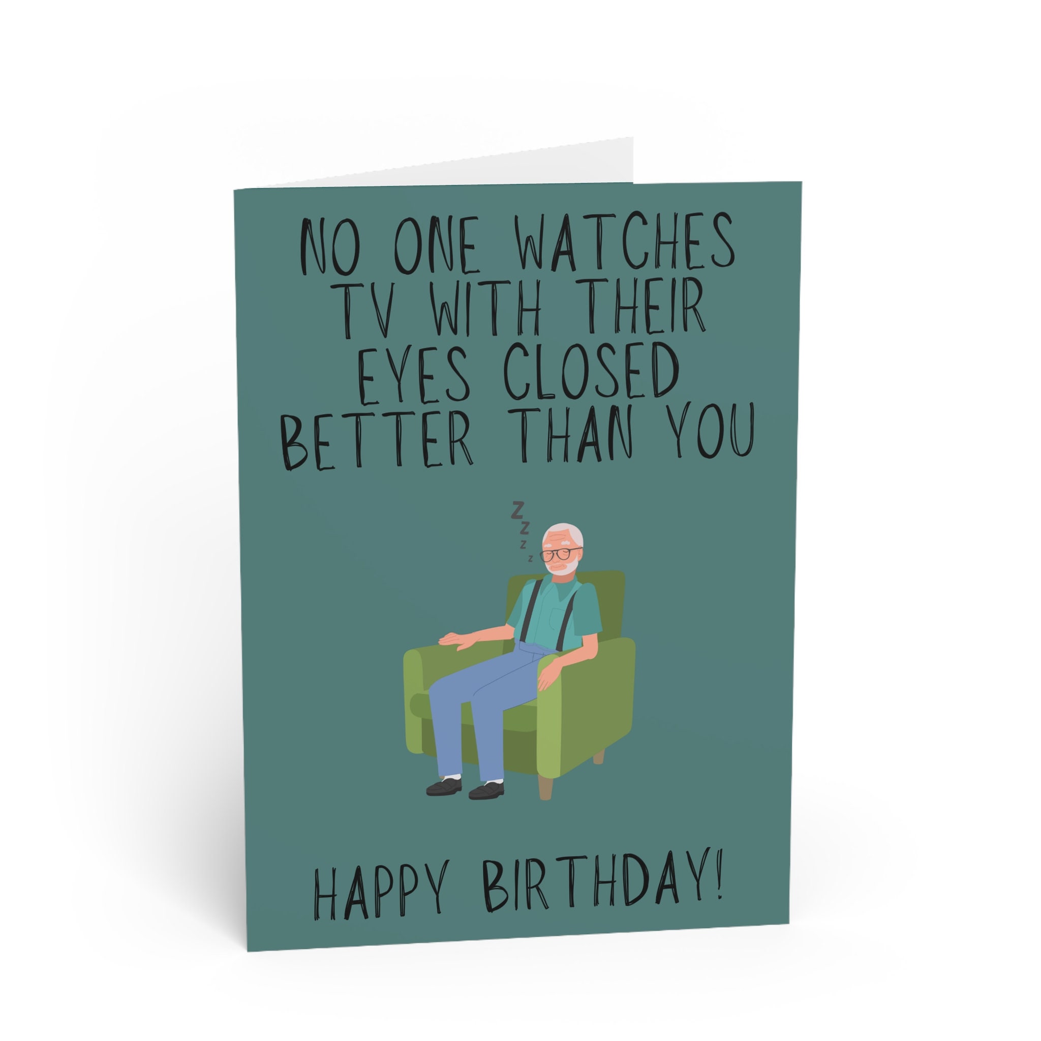 No One Watches TV Better With Eyes Closed Funny Birthday Card Birthday ...