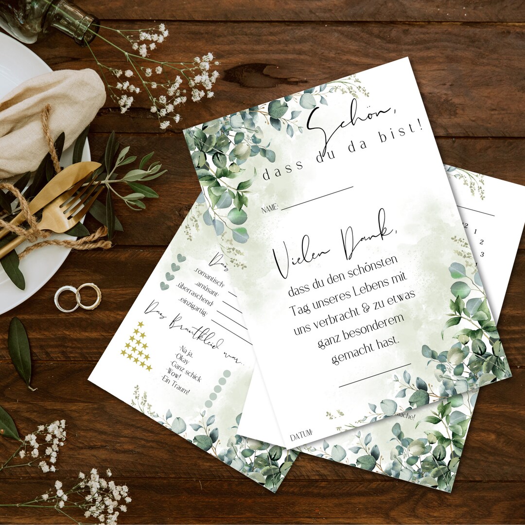 Eucalyptus Guestbook Cards Wedding Guest Cards to Fill Out Memory ...