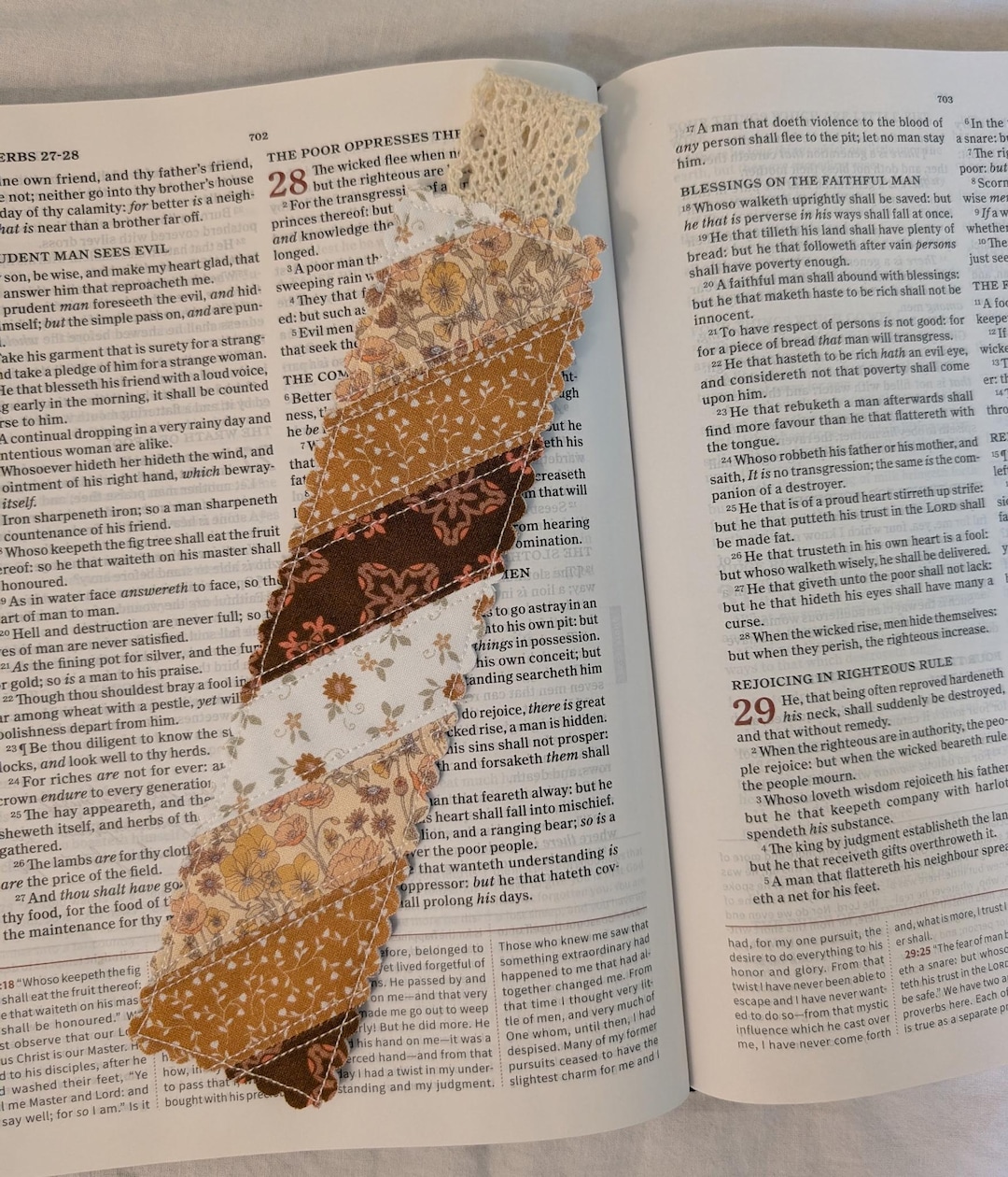 Quilted Fabric Bookmark: Handmade Autumn Florals, Book Lover Gift - Etsy