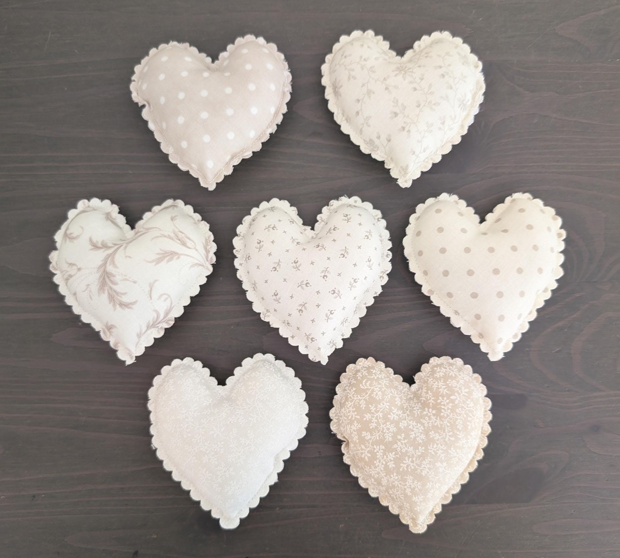 Set of 7 Neutral Fabric Heart Bowl Fillers – Cottagecore Spring Decor ...