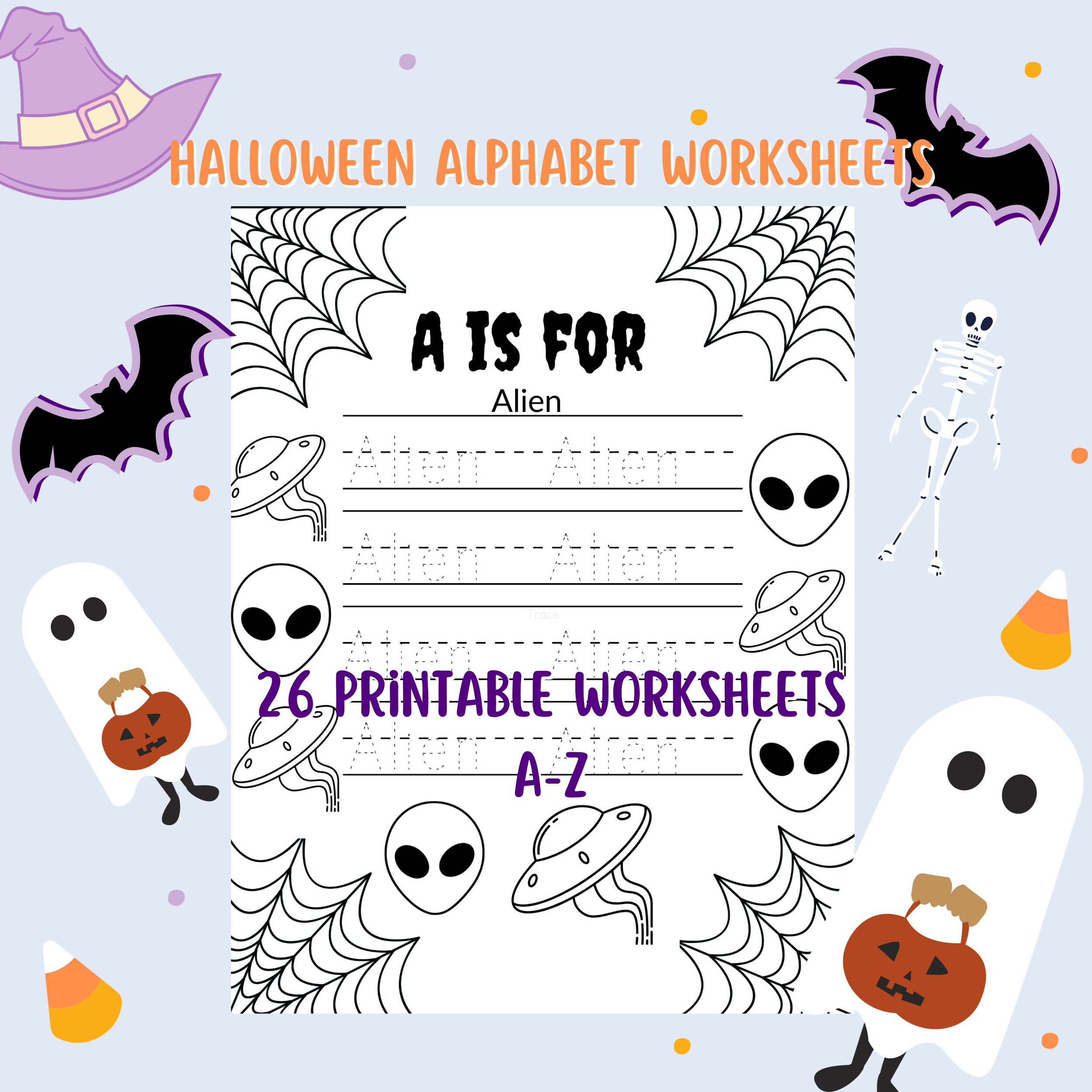 Halloween Alphabet Worksheets - Etsy