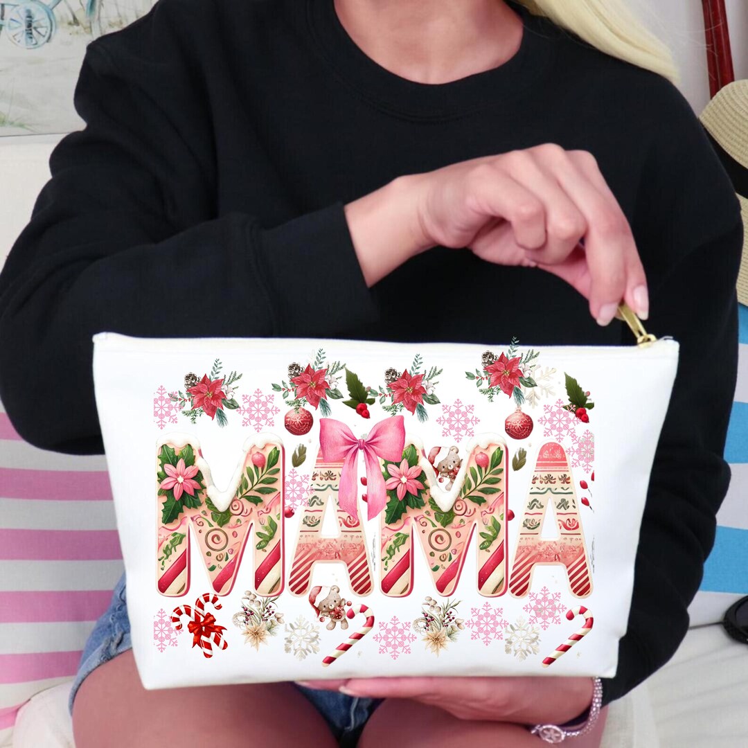 Custom Floral Mama Pouch, Christmas Accessory Bag - Etsy