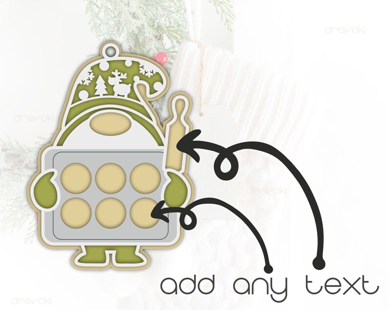 Family Christmas Ornament Svg, Gnome With Cookies Laser Cut File, Gnome ...