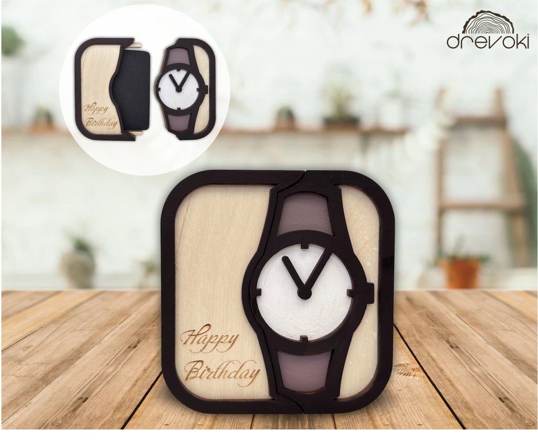 Watch Gift Card Holder Happy Birthday Svg, Laser Cut File, Gift Card ...