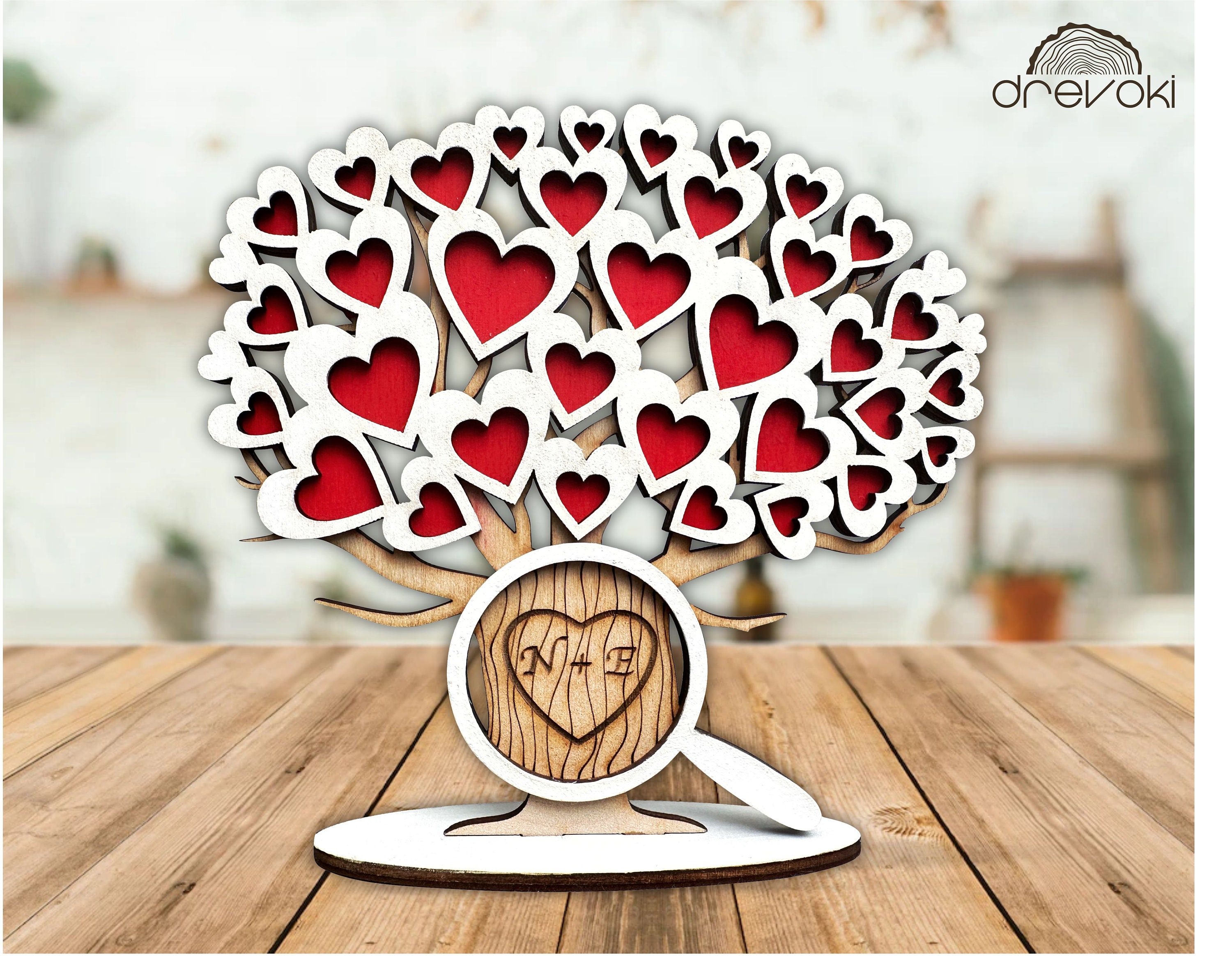 Love Tree Svg, Valentines Day Svg Laser Cut File, Personalized Heart ...