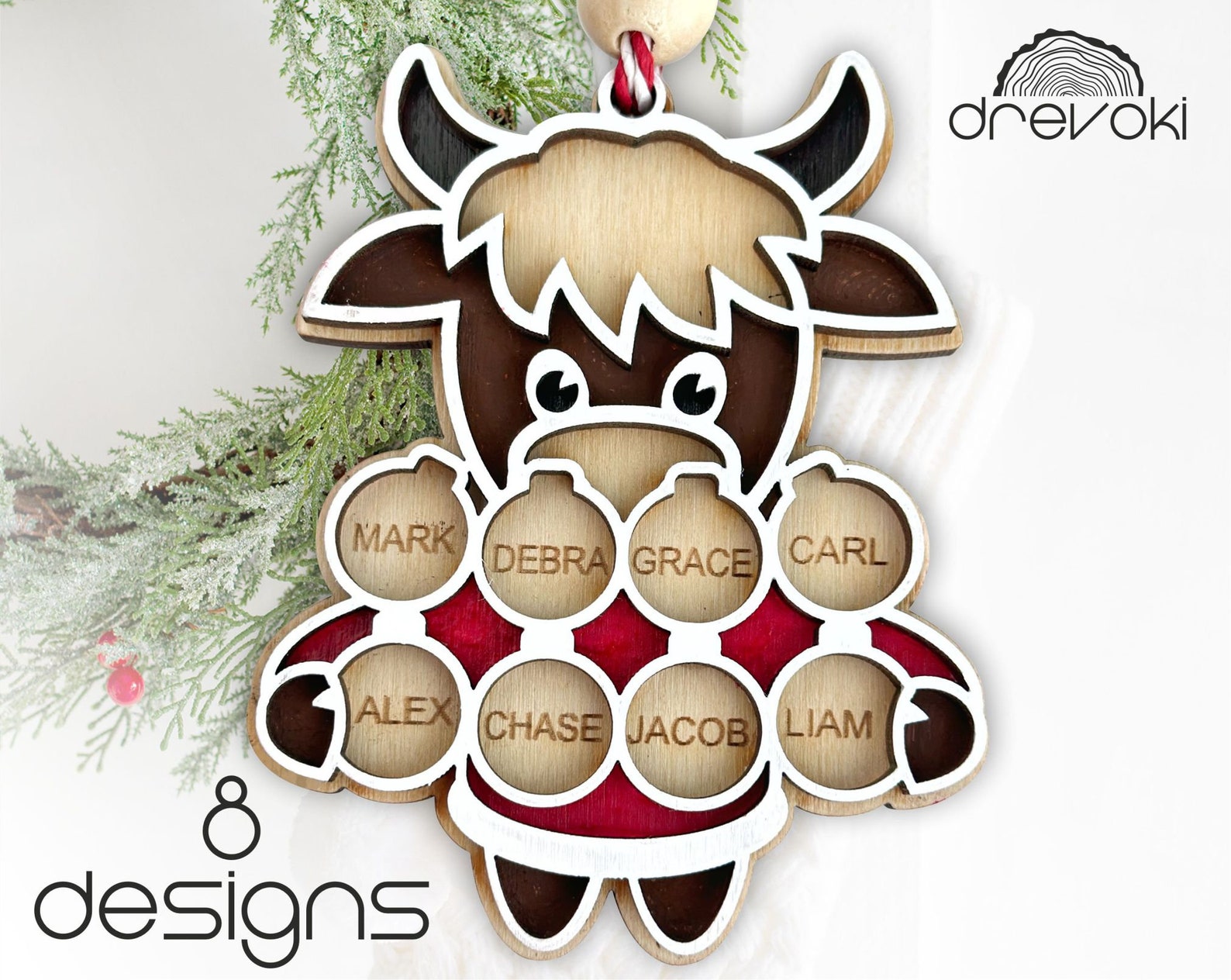 Highland Cow Family Ornament Svg, Laser Cut File, Highland Cow Ornament ...
