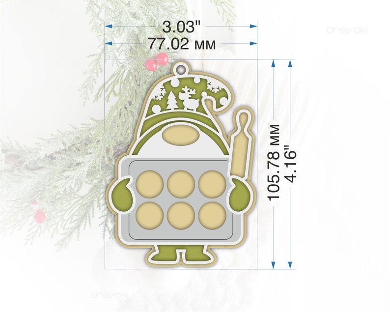 Family Christmas Ornament Svg, Gnome With Cookies Laser Cut File, Gnome ...