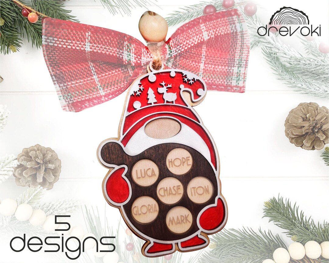 Cookies Ornament Svg, Gnome With Cookies Laser Cut File, Gnome Ornament ...